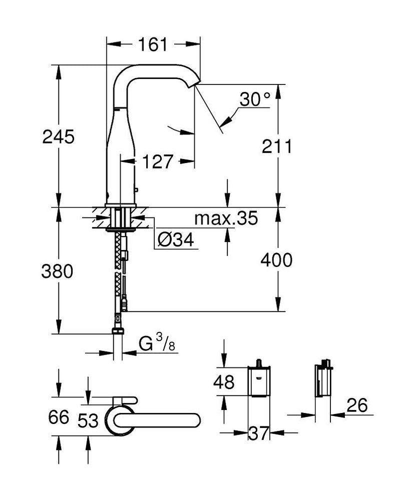 GROHE 36 445 DA0 ESSENCE E Electronic basin mixer 1/2" size M with mix ...