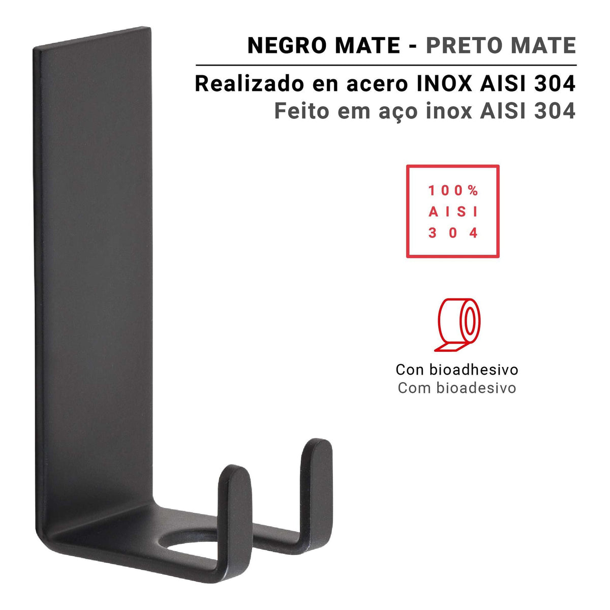 GEDY 56271400000 THOR Percha Negro Mate — Bañoidea