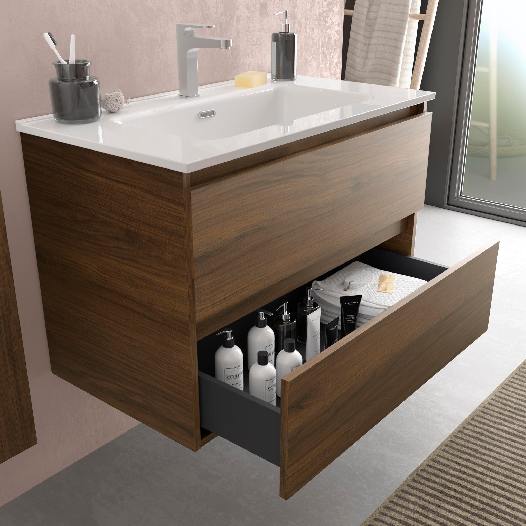 Mueble+Lavabo Salgar Bequia Roble - Diseño atemporal y funcional — Bañoidea