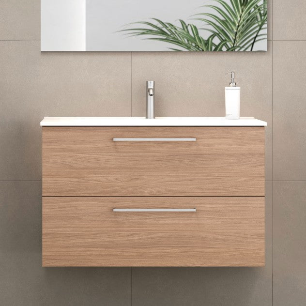 ROYO EASY Mueble+Lavabo Suspendido Nogal Arenado — Bañoidea