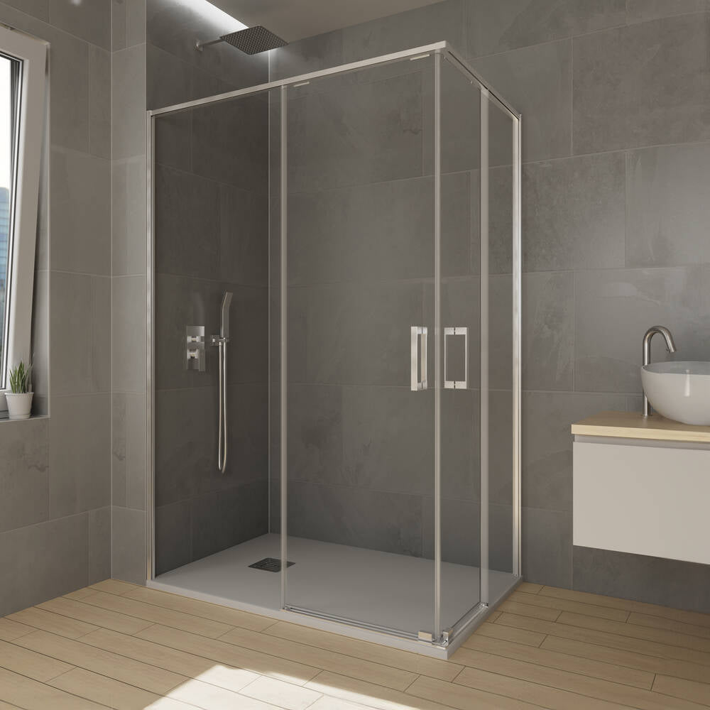 GME TWENTY Angular Shower Screen 2F+2C Chrome Transparent — Bañoidea