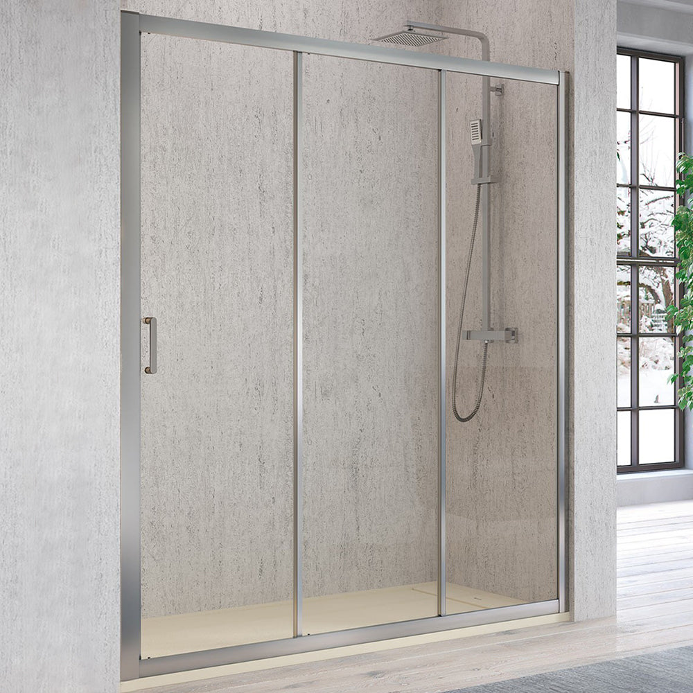 KASSANDRA DI101 DIANA Mampara Frontal Ducha 3 Hojas 1F+2C Vidrio Trans ...