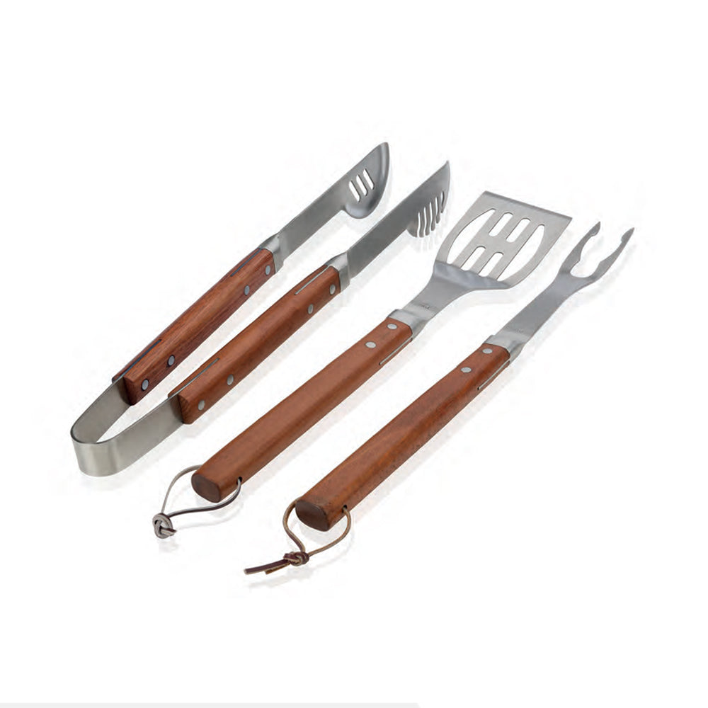 ANDREA HOUSE CC14065 Set 3 Utensilios Barbacoa Madera Acero Inox — Bañoidea