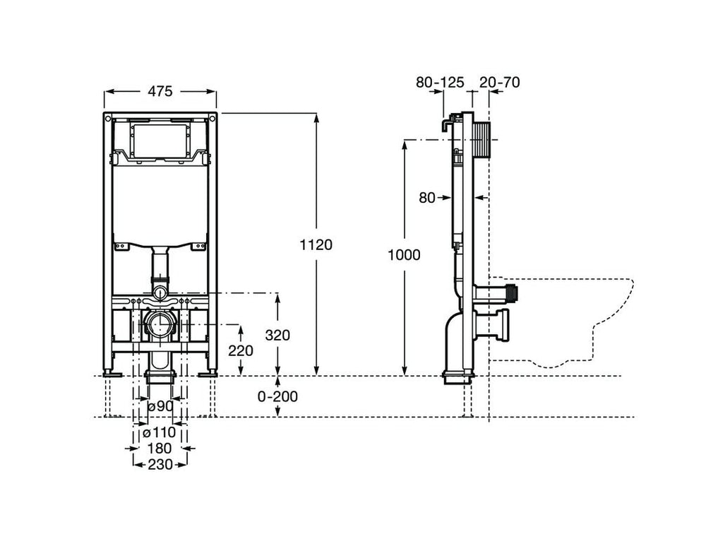 Pack Inodoro Suspendido Roca THE GAP+DUPLO Blanco - Pulsador y Cisterna ...