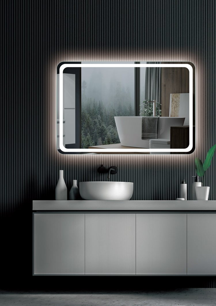 Square LED Mirror Rounded Edge Chrome 120x80 cm - LEDIMEX AUSTRIA ...
