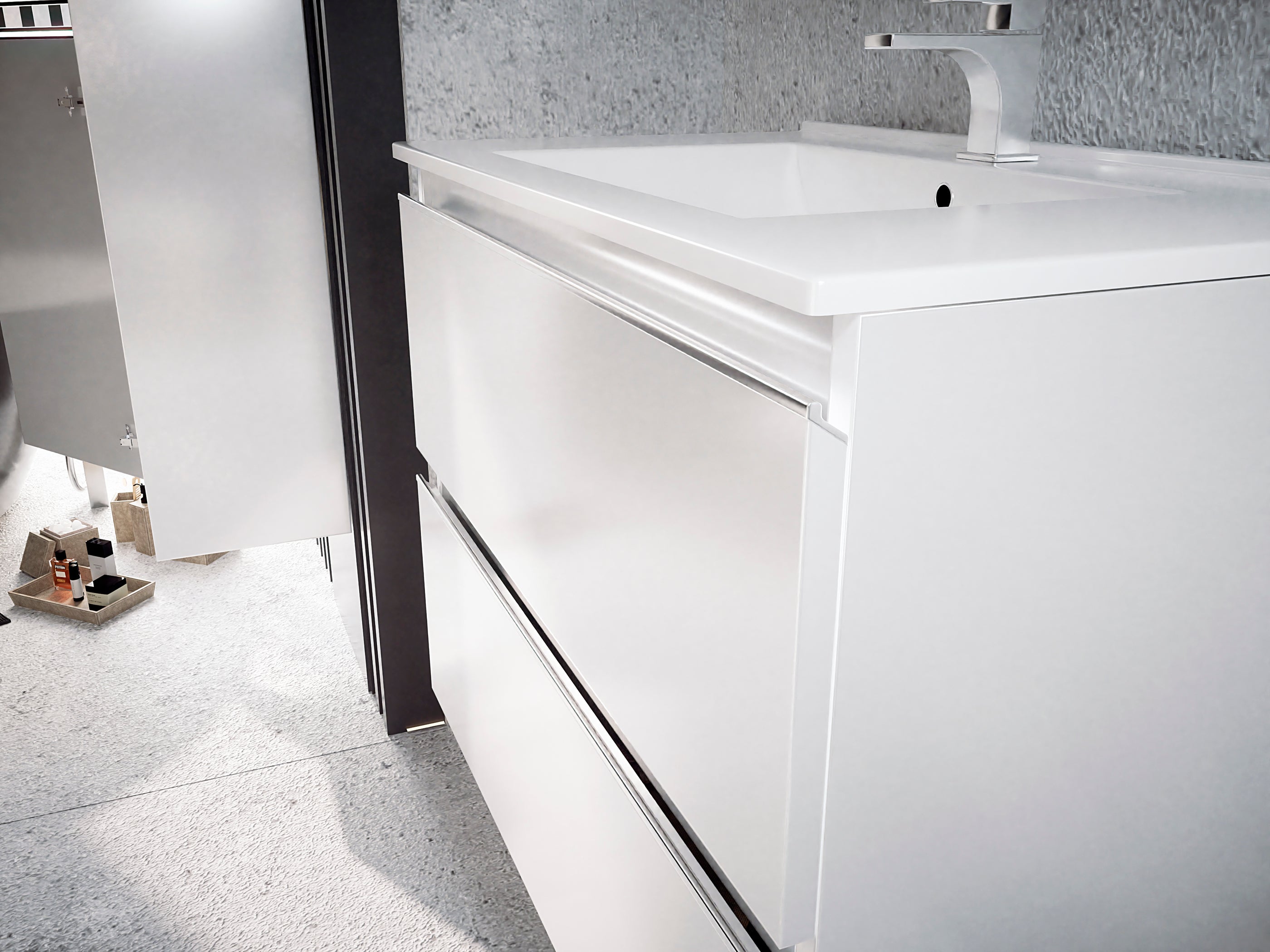 Mueble de baño MADISON TOP con lavabo blanco brillo - 3 cajones ...