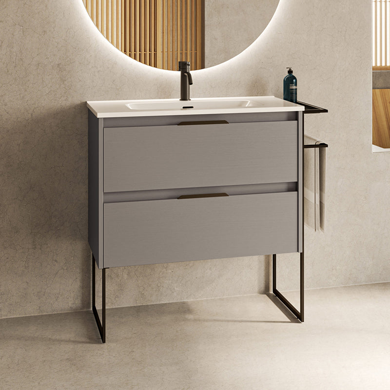 AMIZUVA KEIKO Vanity unit 2 Drawers Fumé Arenado - Current industrial ...