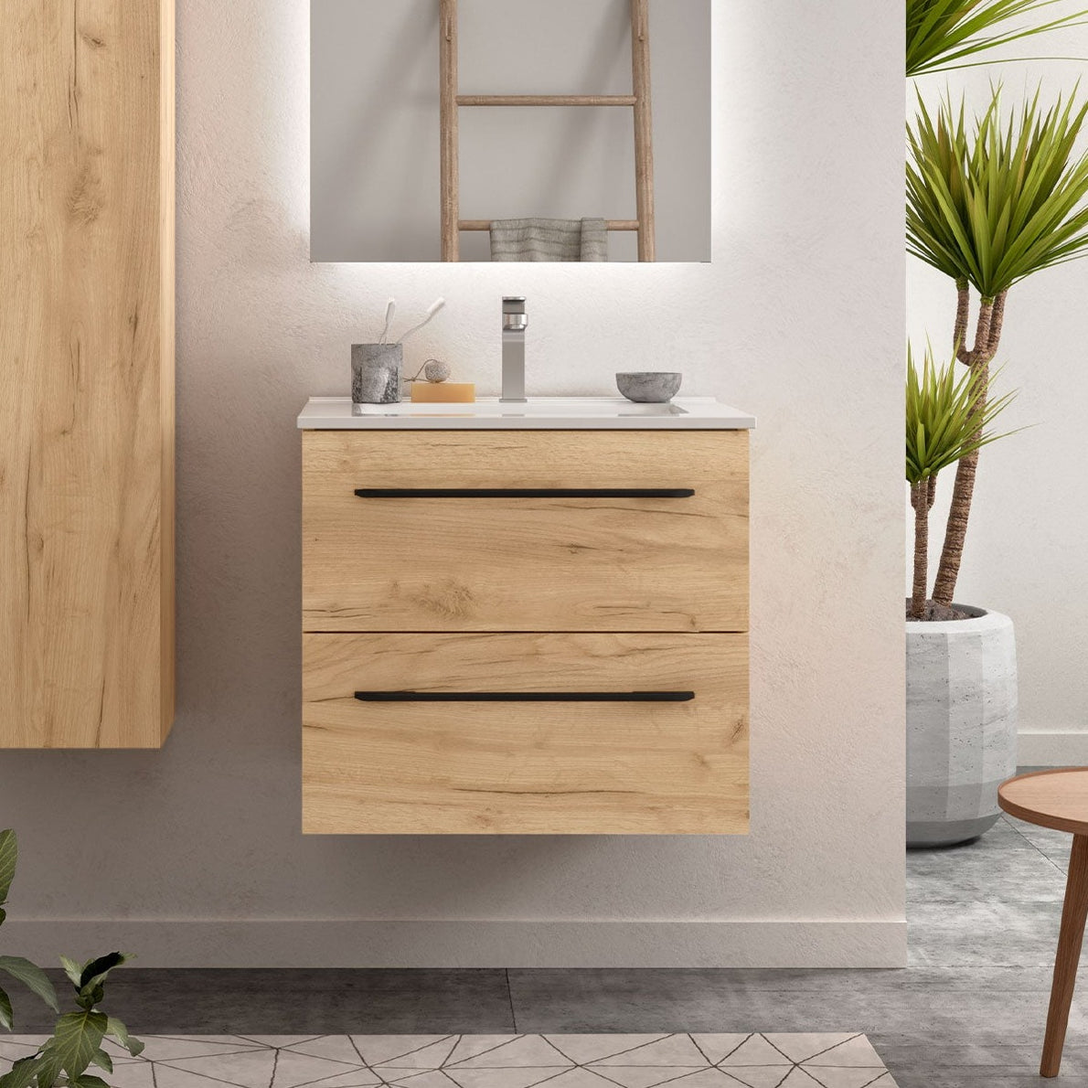 Mueble de Baño SALGAR MORAI Color Roble - Estilo Industrial y Lavabo ...